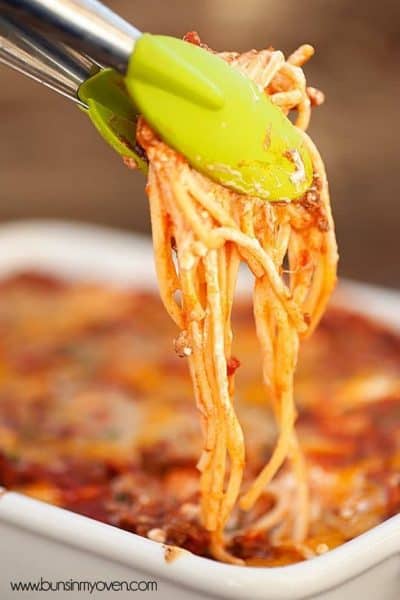 Baked Spaghetti - a comforting casserole recipe by Buns In My Oven