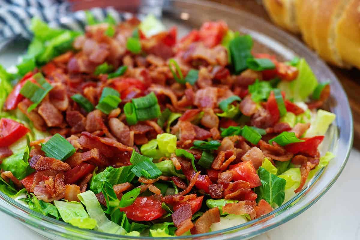 Easy BLT Dip Recipe- loaded with bacon! | Buns in My Oven