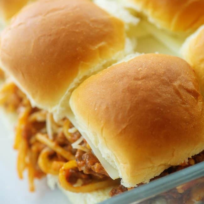 Easy Cheesy Spaghetti Sandwiches | Buns In My Oven
