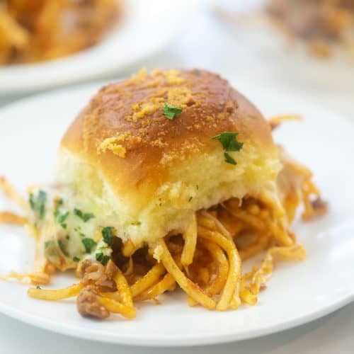 Easy Cheesy Spaghetti Sandwiches | Buns In My Oven