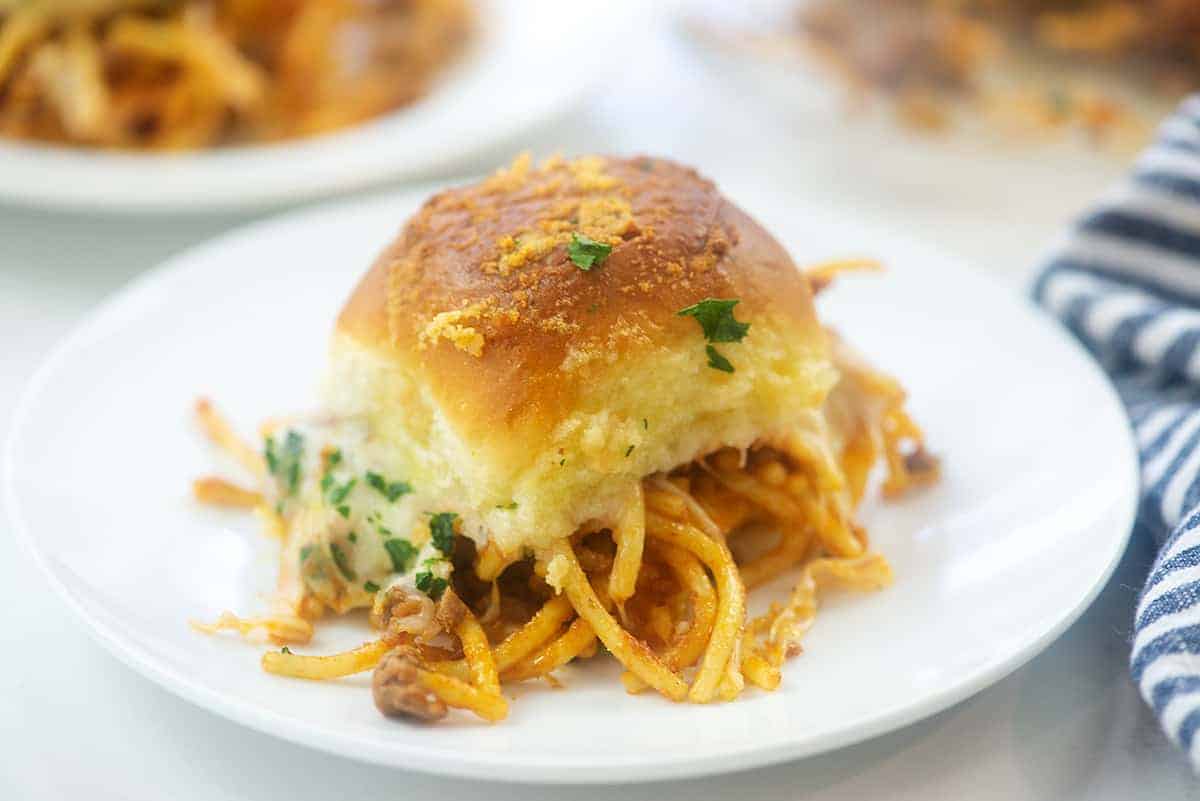 Easy Cheesy Spaghetti Sandwiches | Buns In My Oven