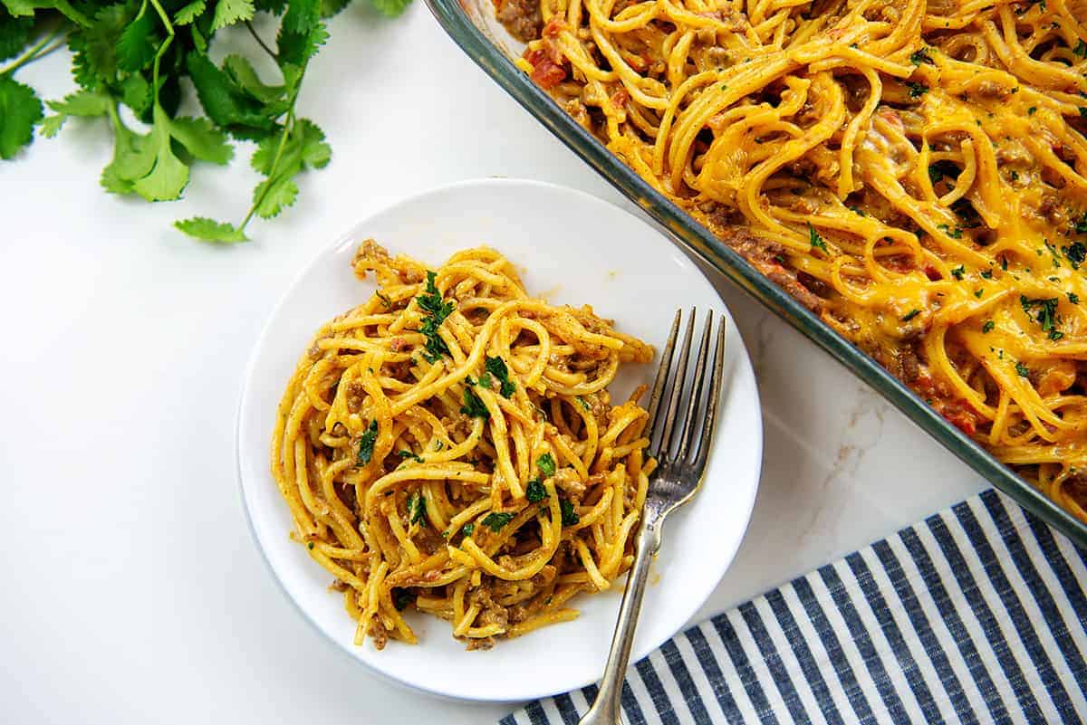 Cheesy Taco Spaghetti Recipe | Buns In My Oven
