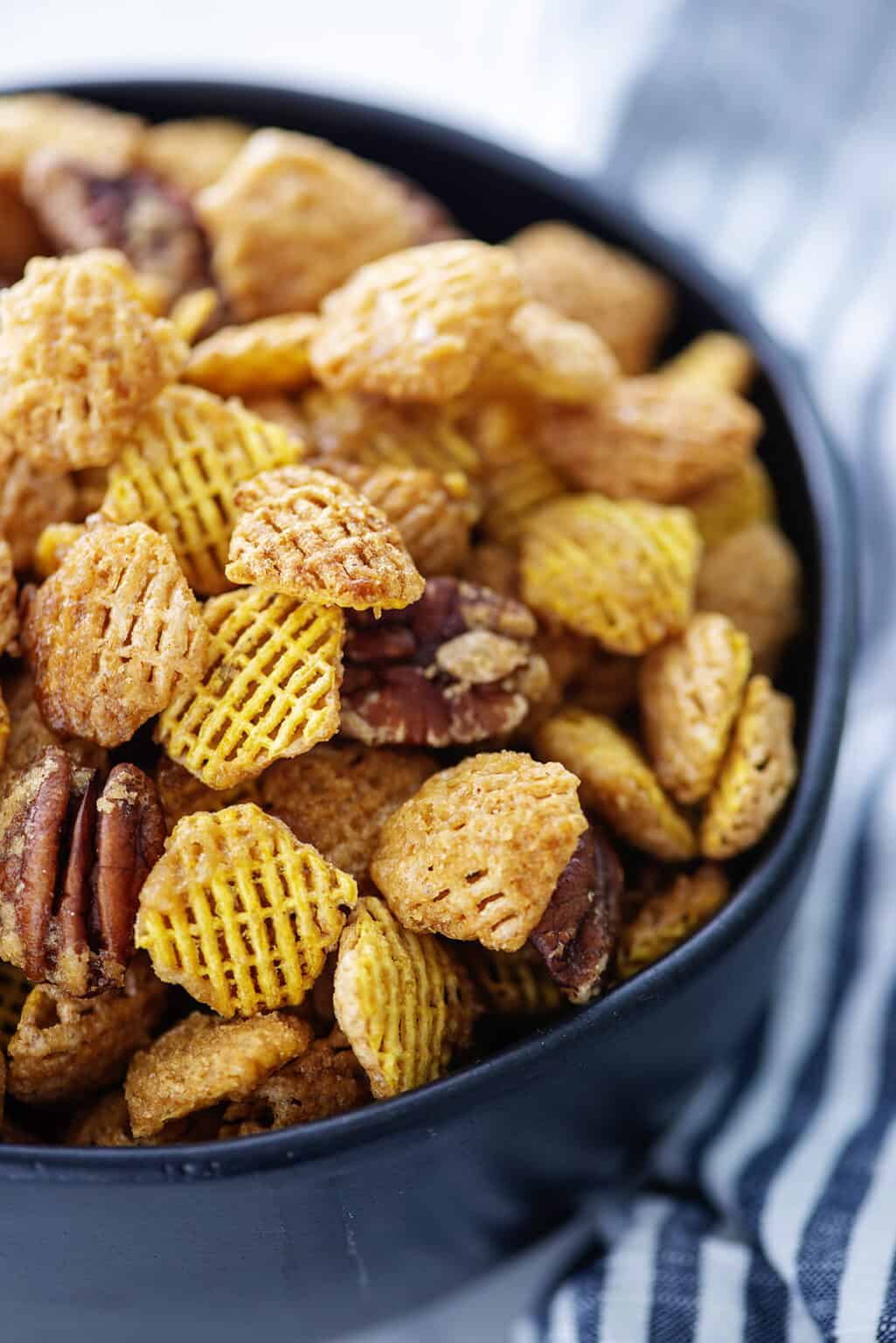 Pecan Praline Crunch Snack Mix | Buns In My Oven