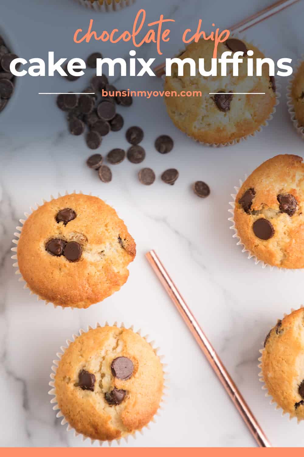 Chocolate Chip Cake Mix Muffins | Buns In My Oven