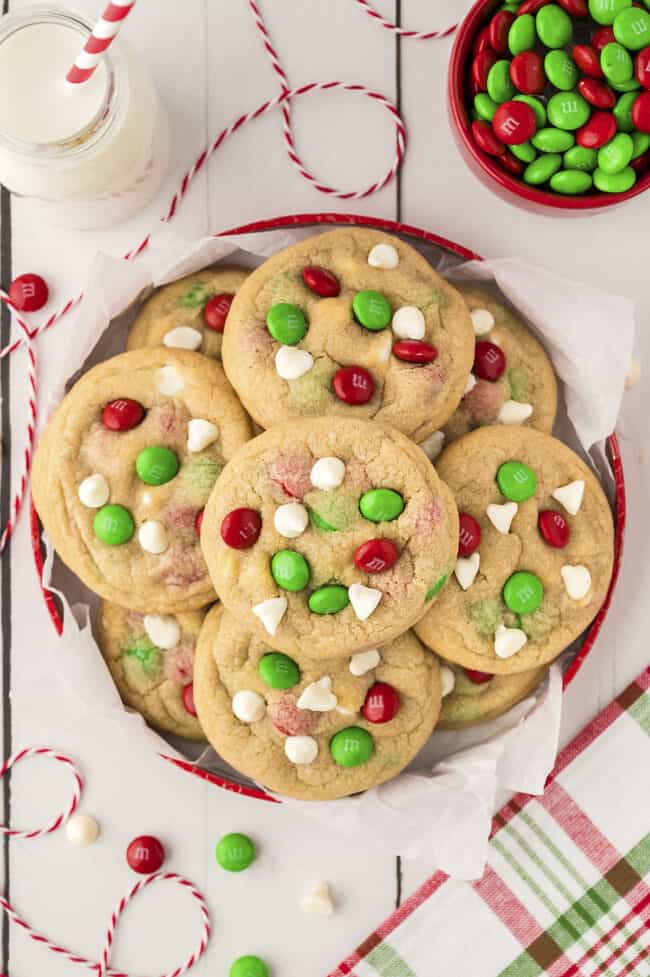 Homemade M&M Christmas Cookies | Buns In My Oven