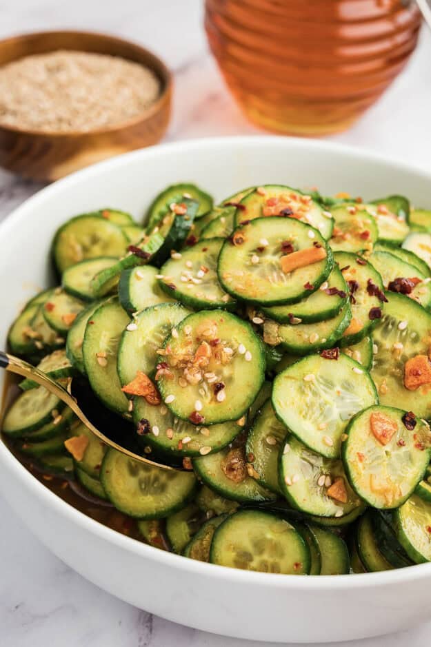 Spicy Asian Cucumber Salad Recipe | Buns In My Oven