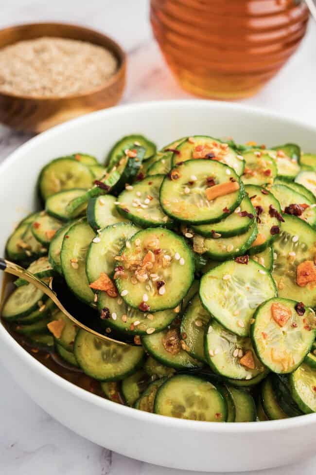 Spicy Asian Cucumber Salad Recipe | Buns In My Oven